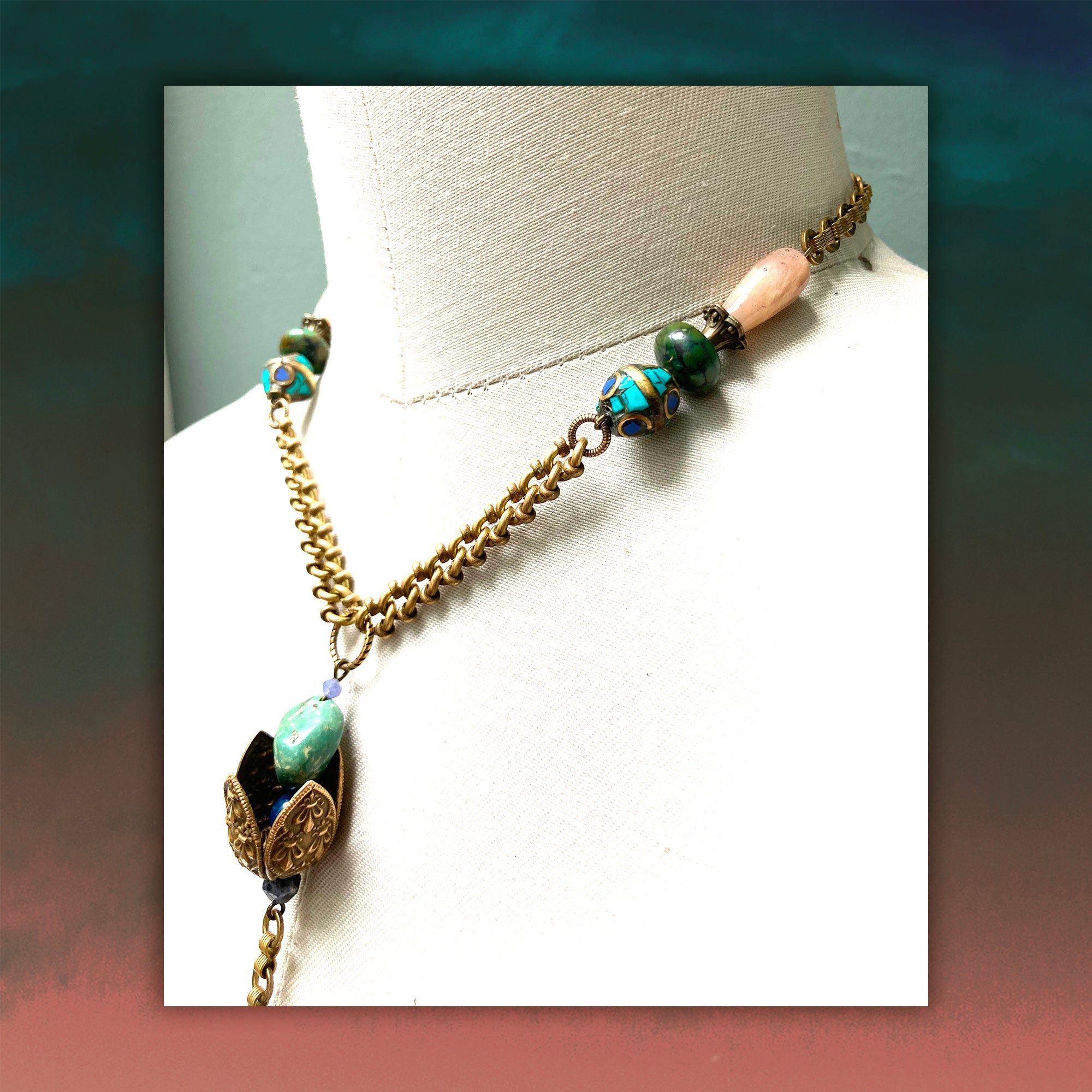 MERIDIAN CHAIN : Turquoise & Vintage Brass Fleur-de-Lis – G i l d e d M ...