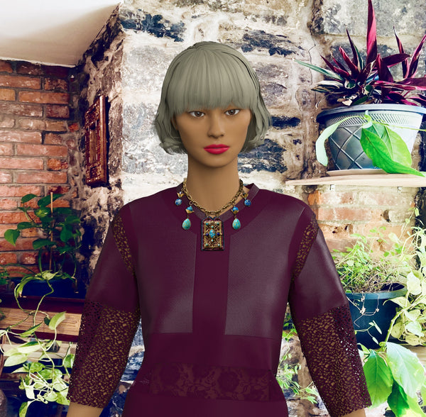 SHIELD NECKLACE : Vintage Brass & Lapis – G i l d e d M a n e